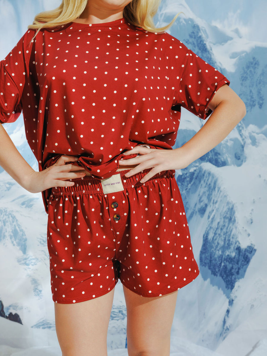 Cozy Soft Pajama Boxer in Holly | Kitty and Vibe